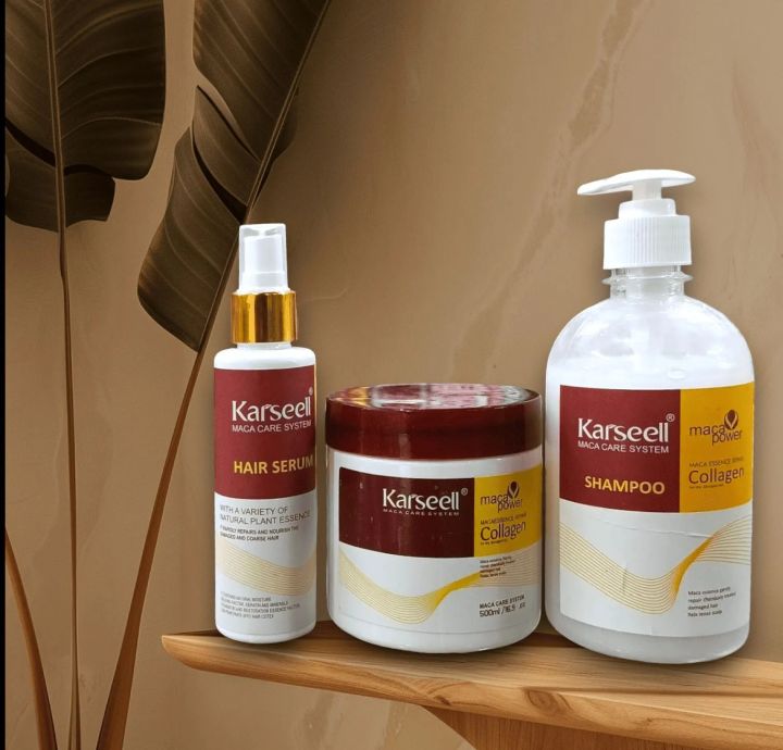 Karseel Collagen Hair Treatment Shampoo + Hair Mask + Serum Set | Daraz.pk