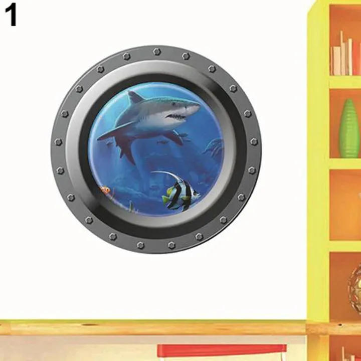 Home Decor Decals 3D Submarine Window Underwater World Wall Sticker ...