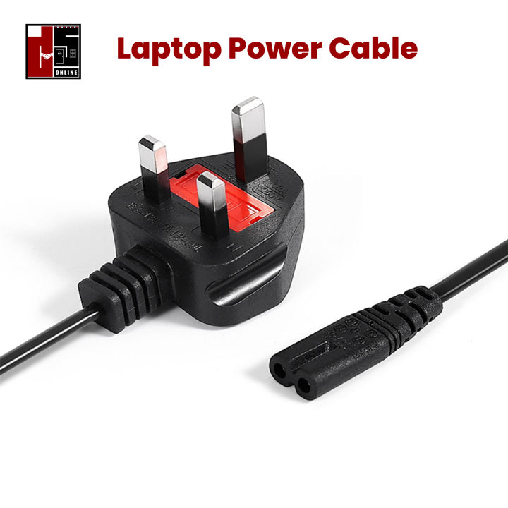 2-Pin Laptop Power Cord Cable – UK Plug Figure 8 Lead with 3A Fuse ...