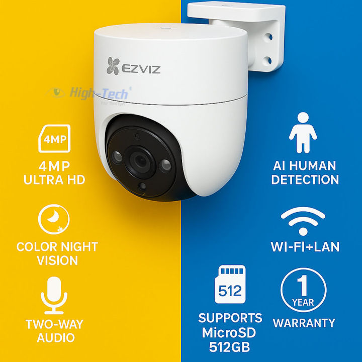 EZVIZ H8c 4MP Outdoor Pan & Tilt Wi-Fi Camera | Ultra HD 2K Resolution | Color Night Vision ...