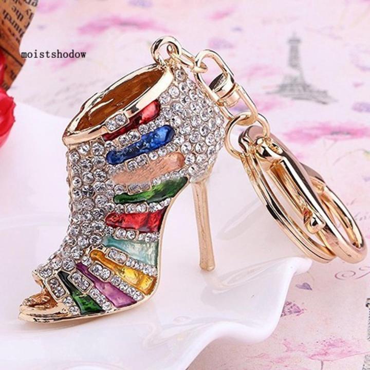 MISD Creative High Heel Shoes Keychains Rhinestone Keyring Women ...