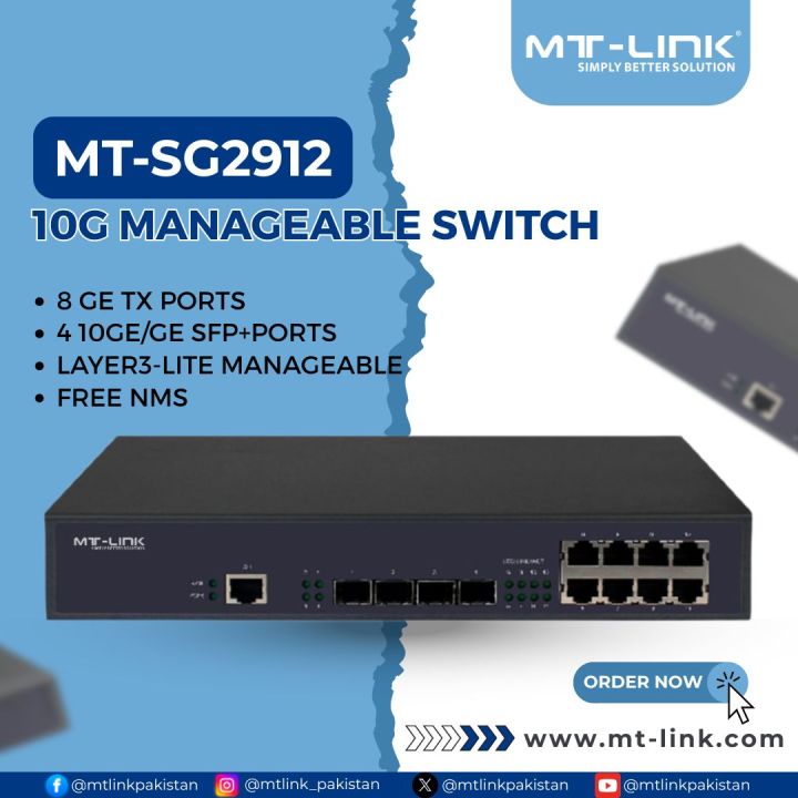 MT-LINK Manageable Switch MT-SG2912 - 10G L3-Lite Stackable Switch 1 ...