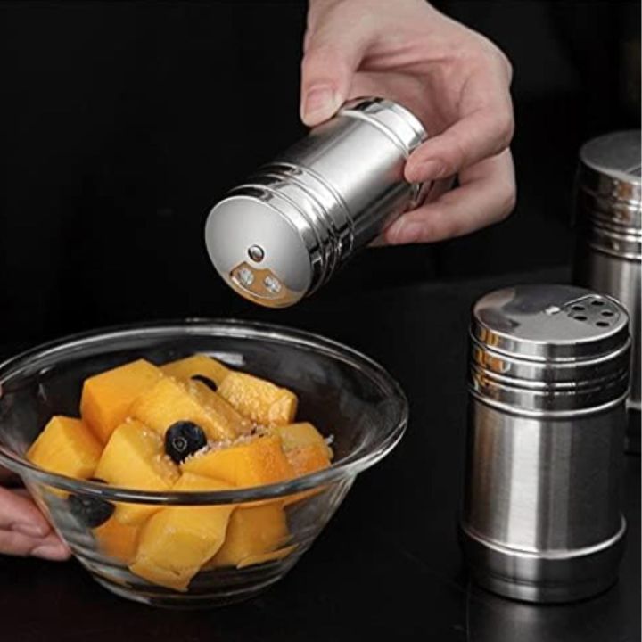 Rotary Salt & Pepper Shaker – High-Quality Stainless Steel Spice Jar ...