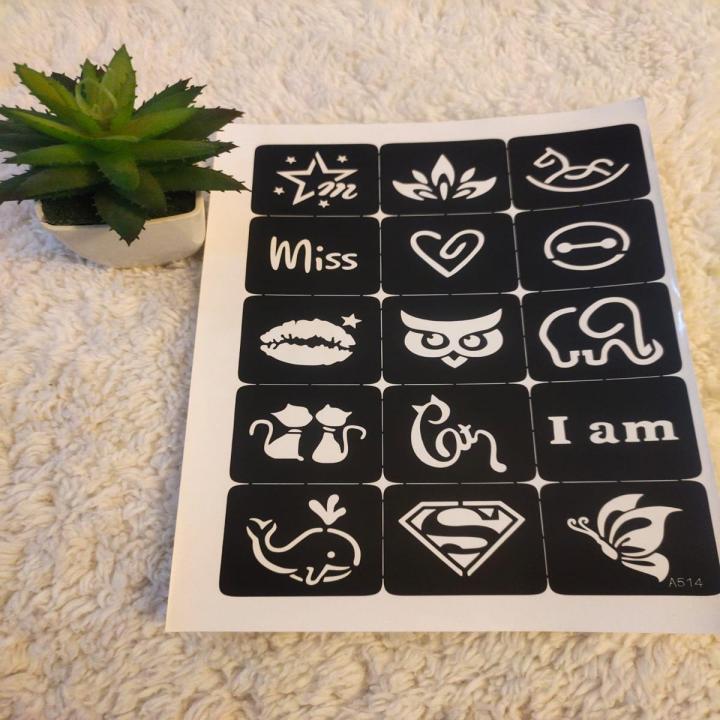 kids Henna Mehendi Stickers Tattoos Stencils Reuseable Face Painting ...