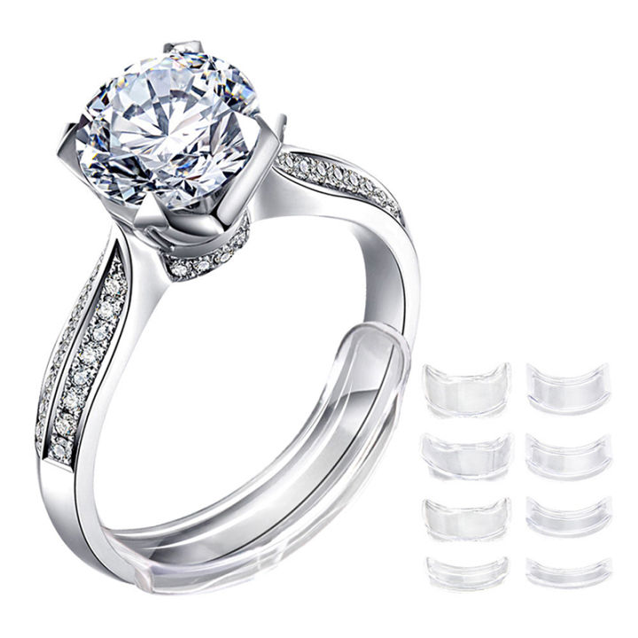 8 Sizes Invisible Clear Ring Size Adjuster Resizer Loose Ring Reducer ...