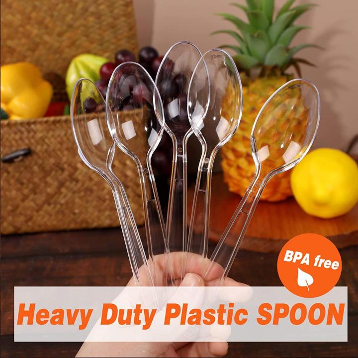 Pack of 100 Disposable Spoons Transparent Plastic | Daraz.pk