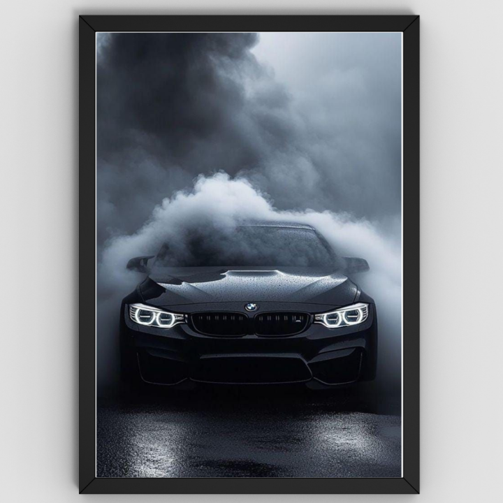 Premium Crystal Wooden Frame Black German Car Drift Artwork | BMW ...