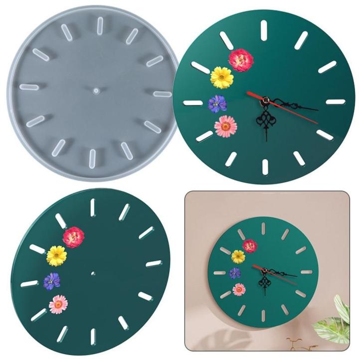 Round Epoxy Resin Clock Mold Smooth Finish With Pointer Large Silicone ...