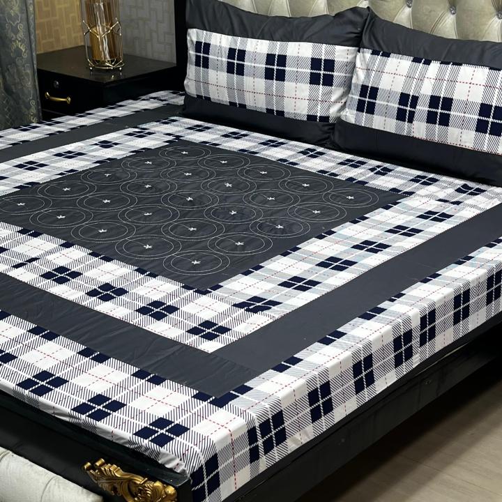 Embroidered Patch Work King Size BedSheet - High Quality - Cotton Satin ...