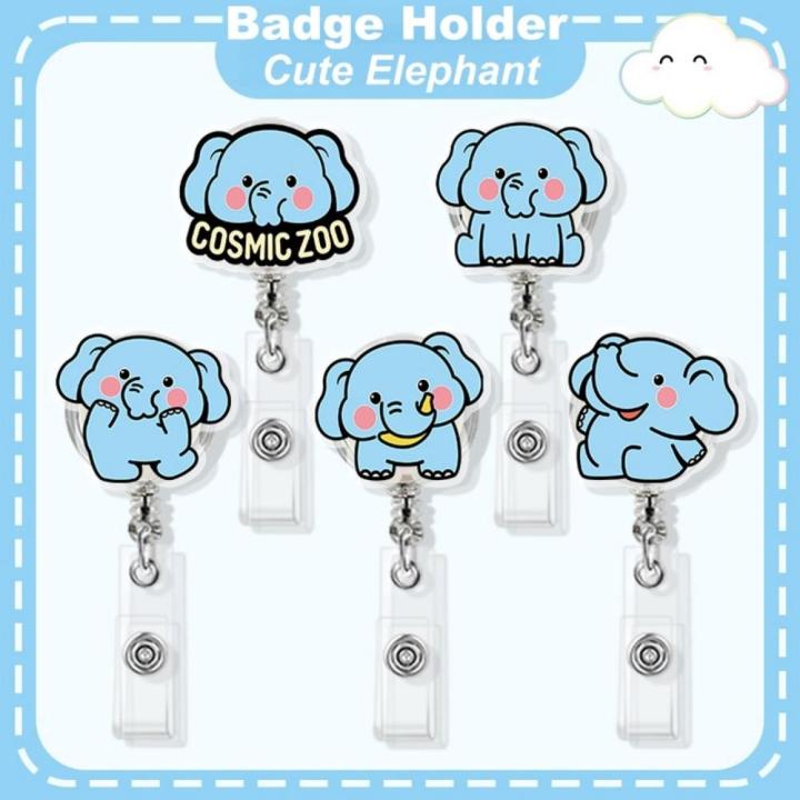 Personalized Cute Elephant Badge Reel Convenient Cartoon Badge Clip ...