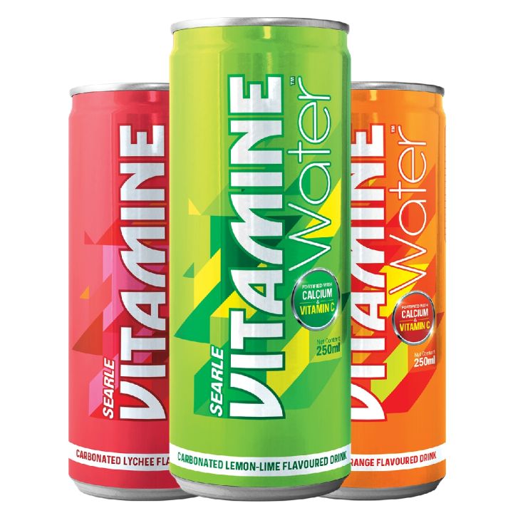PACK OF 12 SEARLE VITAMINE WATER LYCHEE,ORANGE,LEMON LIME - CAN 250 ML ...