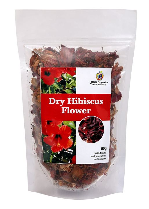 Jioo Organics Dry Hibiscus Flower, Rosa, Sinensis, Roselle (50 g ...