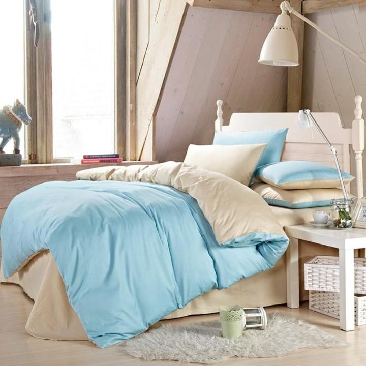 Beddy's Studio Pure Cotton Plain Solid Blue & White Color Quilt Cover ...