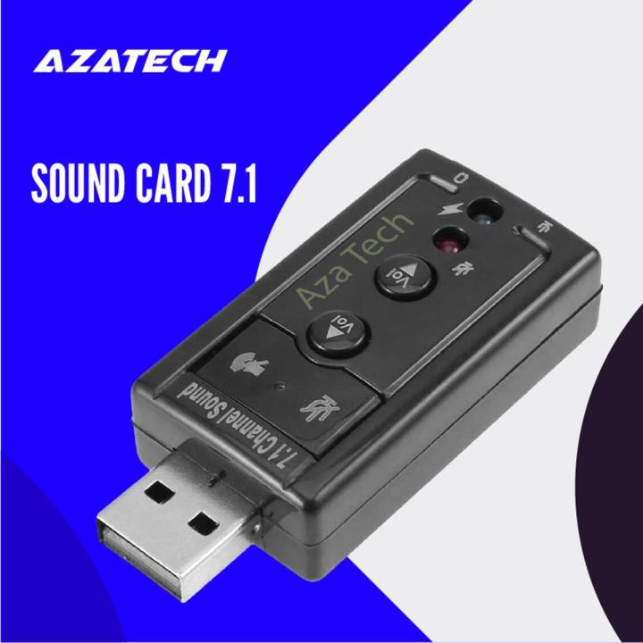 AzaTech Sound Card External USB Sound Card USB 2.0 Virtual 7.1 Channel Stereo 3.5mm Headphone ...