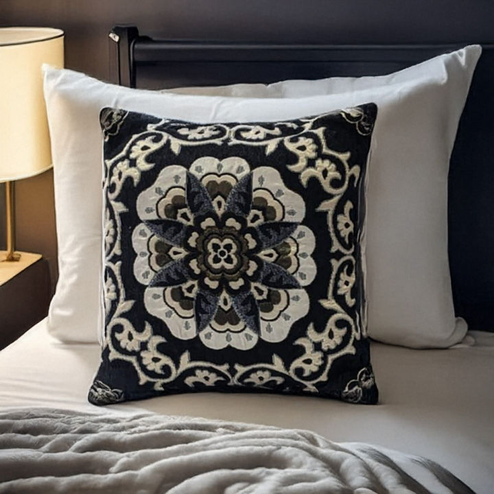 Velvet Jacquard Cushion Covers Set of 5 15x15 Inches High-Quality ...
