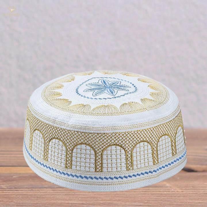 Islamic Muslim Mens Prayer Kufi Hat Skull Turkish Namaz Topi Yellow ...