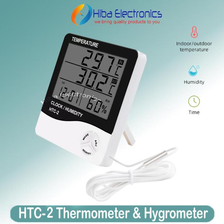 HTC 2 Digital Indoor Outdoor Thermometer Hygrometer with LCD Temperature Humidity Meter Thermometer Tester With Clock HTC 2 Daraz.pk