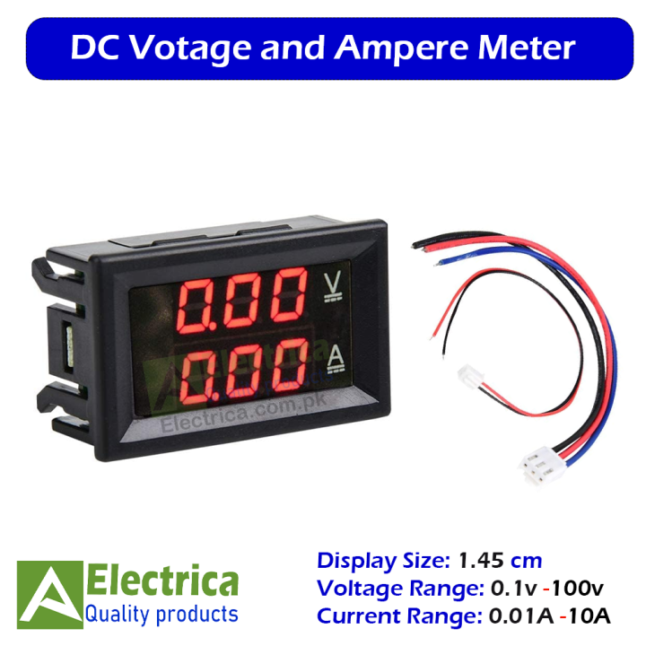 DC 100V 10A 3 Digit 5 Wires Red-Red Digital LED Display Voltmeter, DC ...