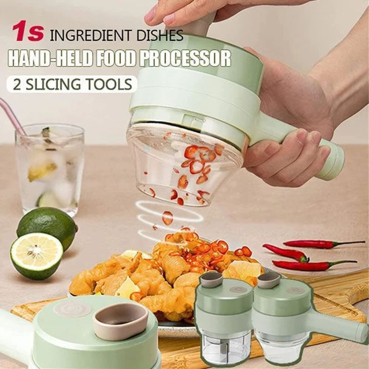 4 in 1 Portable Electric Vegetable Cutter Set | Wireless hand held food ...