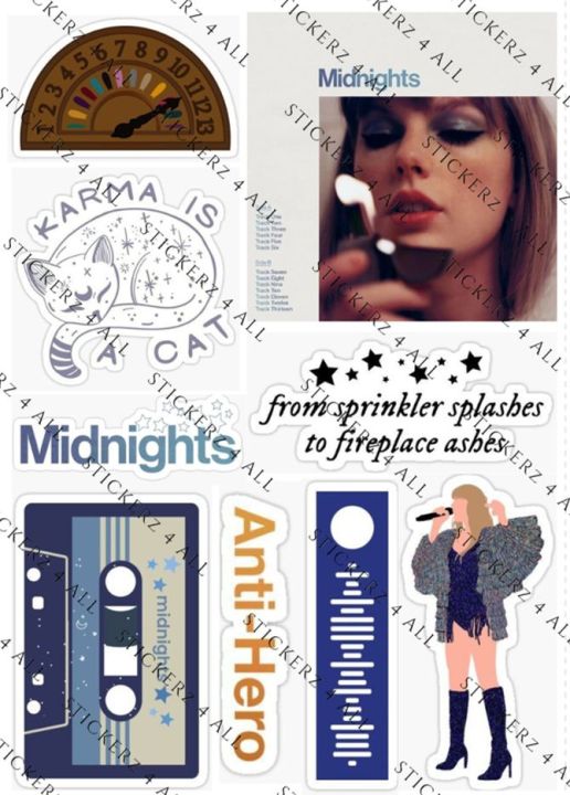 MIDNIGHTS TAYLOR SWIFT uncut sticker sheet A6 size cute handy ...