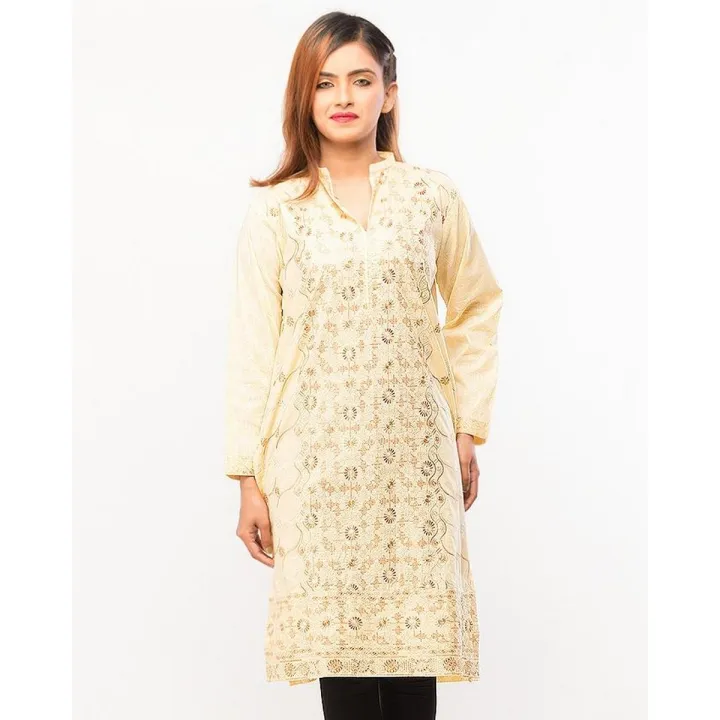 Cardinal Apparels - Ctke9 - Printed Cotton Kurti - Embroidered - Pale ...