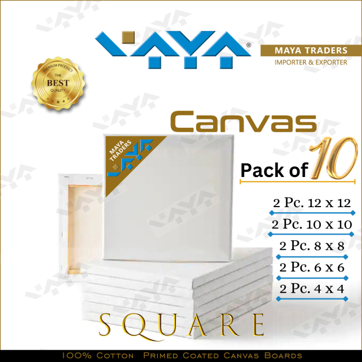 Multi Pack Canvas Boards 12x12+ 10x10+ 8x8+ 6x6+ 4x4 Primed Canvas For ...