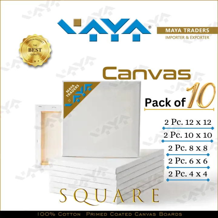 Pack of 10 Mix Square Canvas, Canvas Board for Painting, High Quality ...
