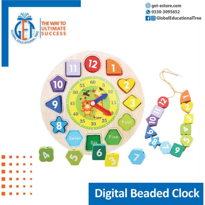 Clock for Kids Rope Game Number & Rope Clock Wooden Toys Seton clock ...