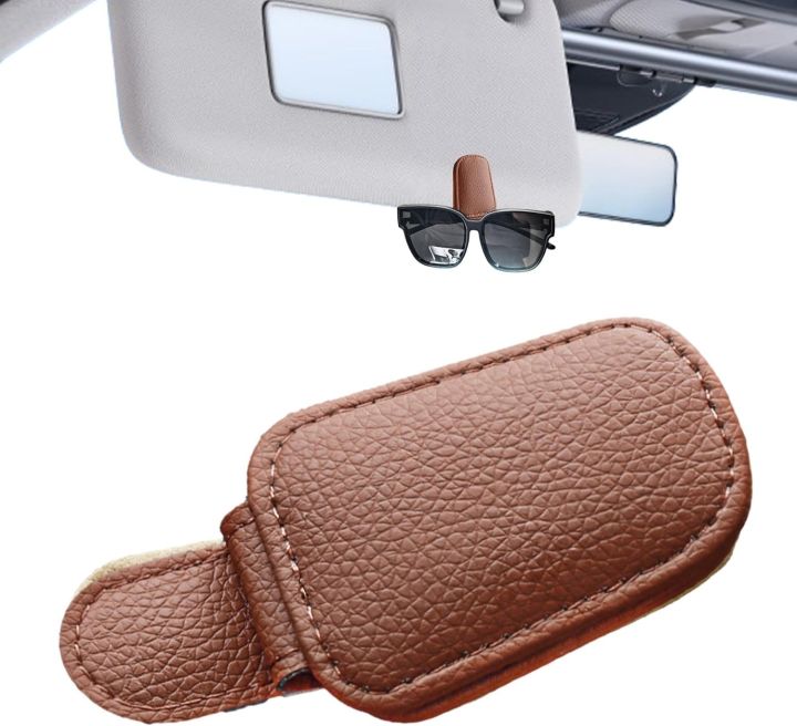 Universal Car Magnetic Sunglass Holder Magnetic Soft PU Leather ...