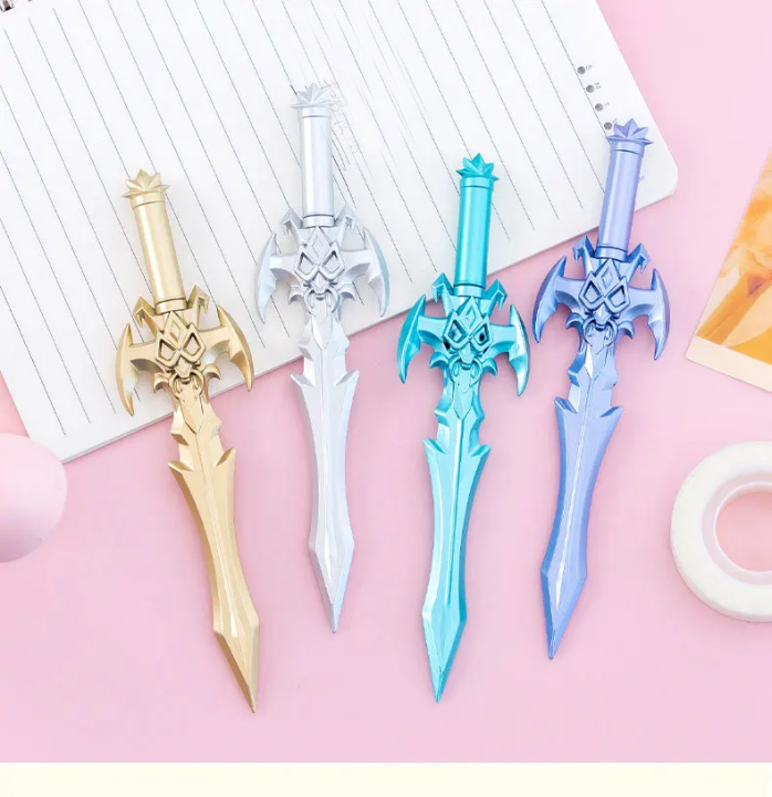 1 Fancy Warrior Sword Blue Ink Gel Pen - Talwar Shape Gel Pens for ...