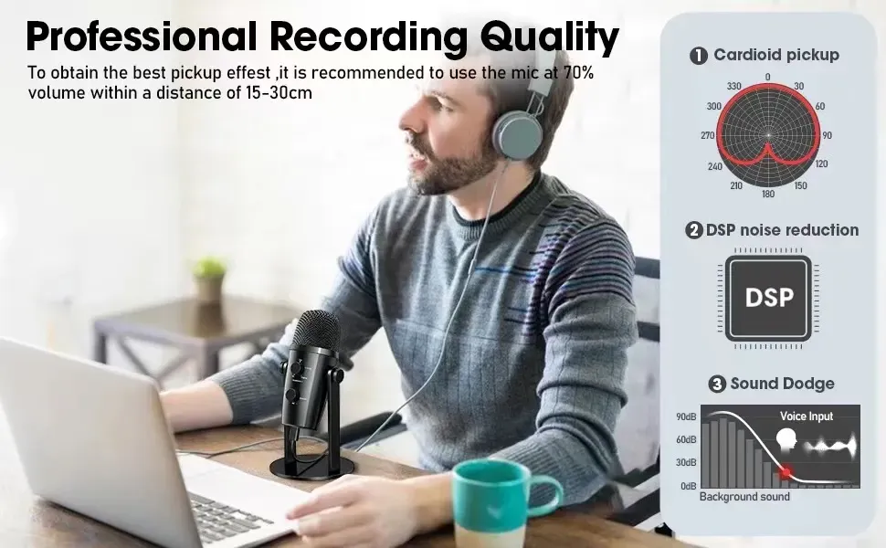 Jmary MC-PW10 Professional USB Microphone With Bluetooth Connectivity ...