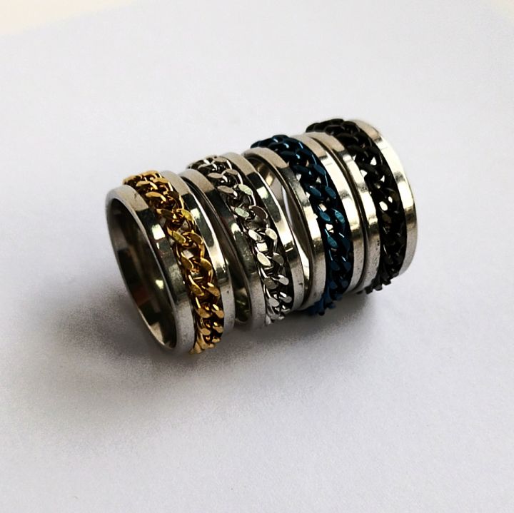 Pack of 1 Men's Stainless Steel Chain Challa Ring - Unique Design in 4 ...