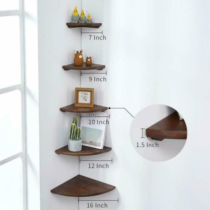 LOVE-OAK Wood Corner shelf, 9 inch 1PC Rustic WALNUT Floating Wall ...