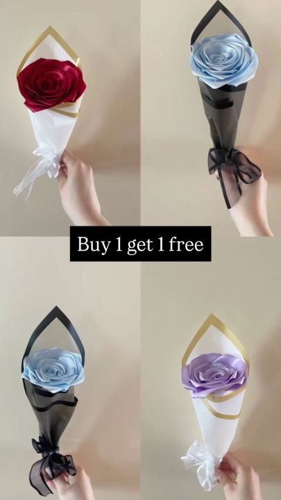 Artificial Rose Bouquet | Gift Wrapping Flower with Satin Ribbon | Buy ...