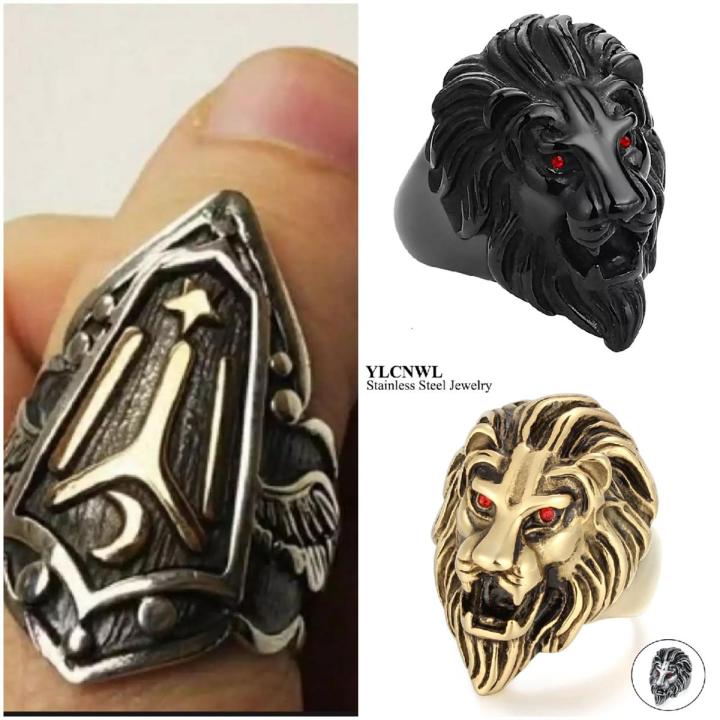 Buy Pack of 3 Ertugrul KAYI IYI Ring & Animal Lion head Ring For Men ...