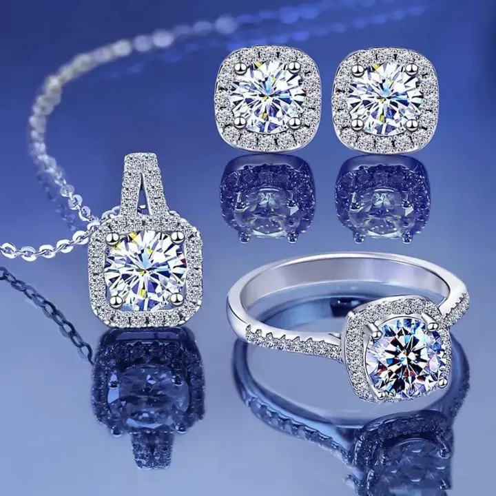 Celebrity banquet square stone jewelry set luxury design crystal ...