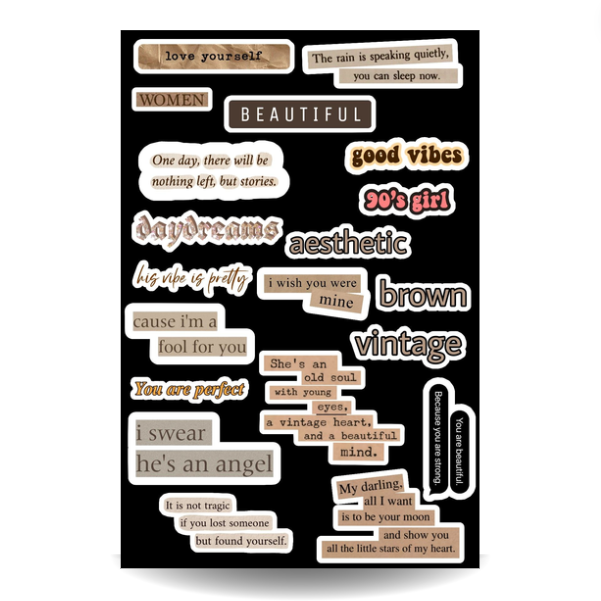 Brown Theme Vintage 02 Mini UNCUT sticker sheet - A6 size - 15 x 10 cm ...