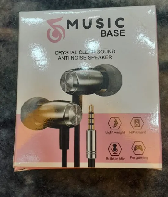 Music Base Wired Earphones Crystal Clear Sound, Anti Noise, Hi-Fi Bass ...