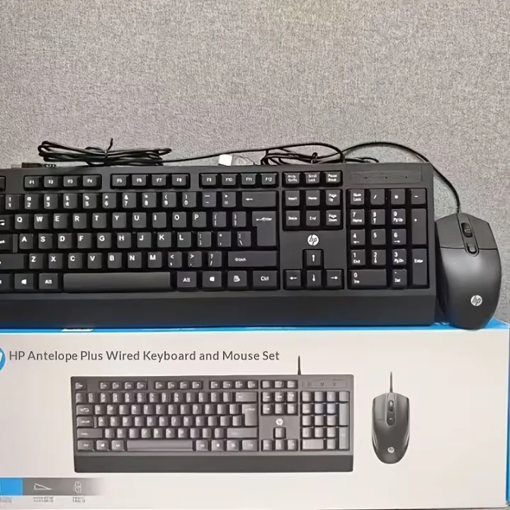 HP Tibetan Antelope Plus Wired Keyboard & Mouse – Full-Size 104 Keys ...
