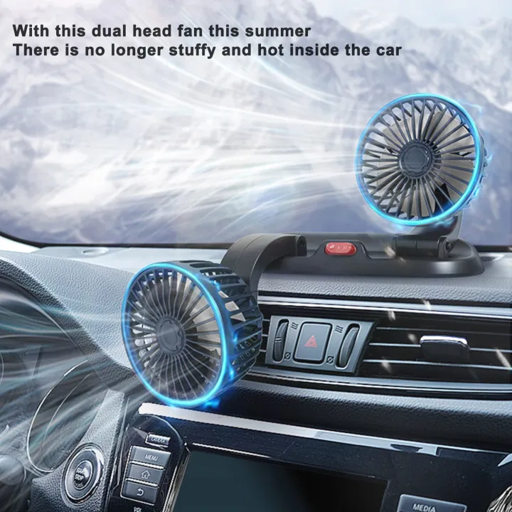 Dual Head USB Car Fan | 360° Rotatable Dashboard Cooling Fan | Low ...