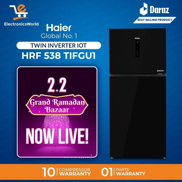 Haier Refrigerator 19 Cu Ft/Twin Inverter IOT/HRF-538 TIFGU1(Fresher ...