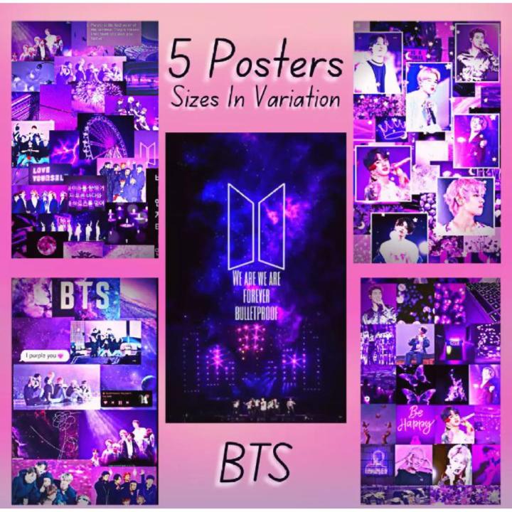 Set of 5 BTS posters_ A4 posters for BTS Army | Daraz.pk