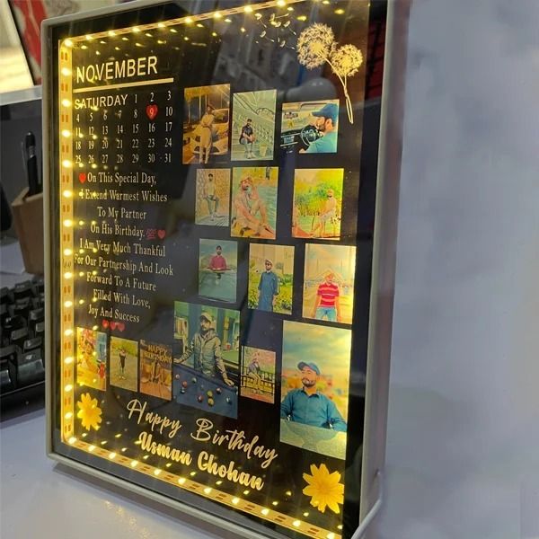 custom led frame, photo frame with lights, personalized birthday gift ...