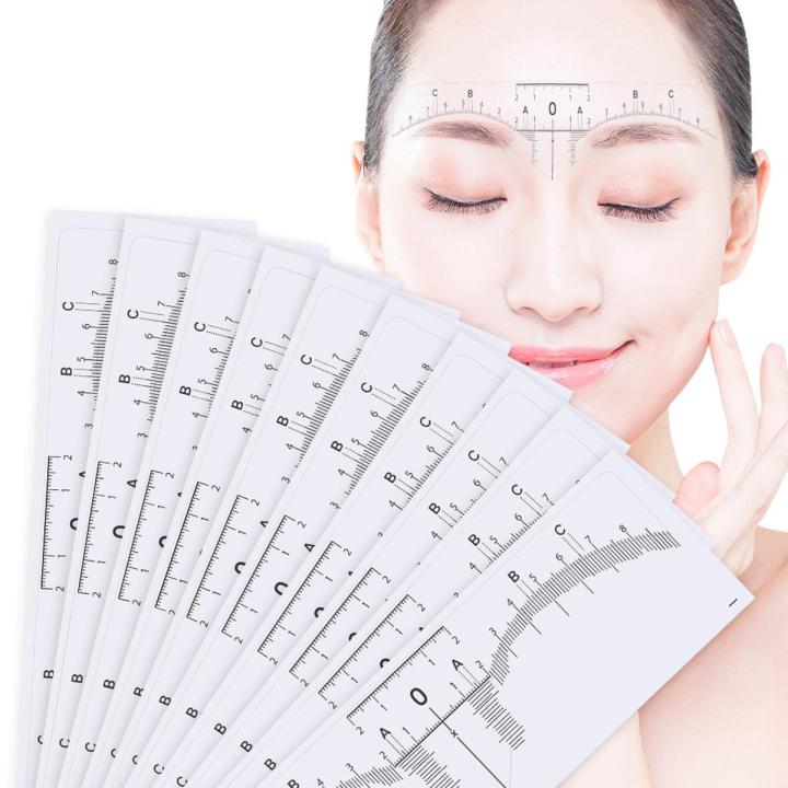 10PC Reusable Semi Permanent Eyebrow RulerMicroblading Calliper Stencil ...