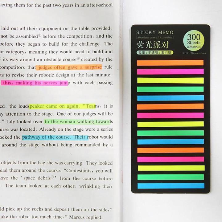 300 Sheets Rainbow Color Index Memo Pad Extra Thin Fluorescent Note ...