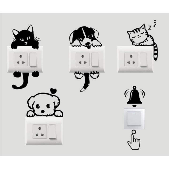 Pack of 5 Vinyl Cartoons Switch Board Wall Stickers | Daraz.pk