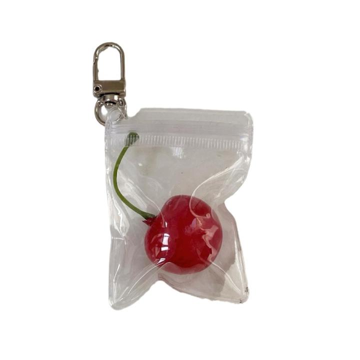 Korean Fruit Pendant Chain Alloy Key Ring Gifts Plastic Transparent Bag ...