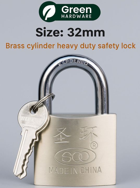 Heavy Duty Brass Cylinder Silver Padlock with – Strong Anti-Theft ...