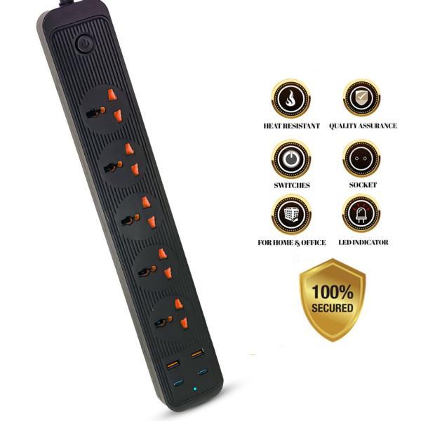 Speed-X 504PU Premium Portable Power Strip – 5 AC Sockets + 2 USB Ports ...
