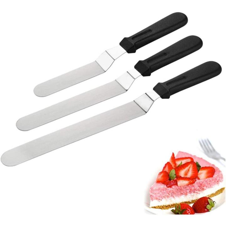Cake Decorating Angled Icing Spatula Set of 6 8 & 10 Inch Wooden Handle ...